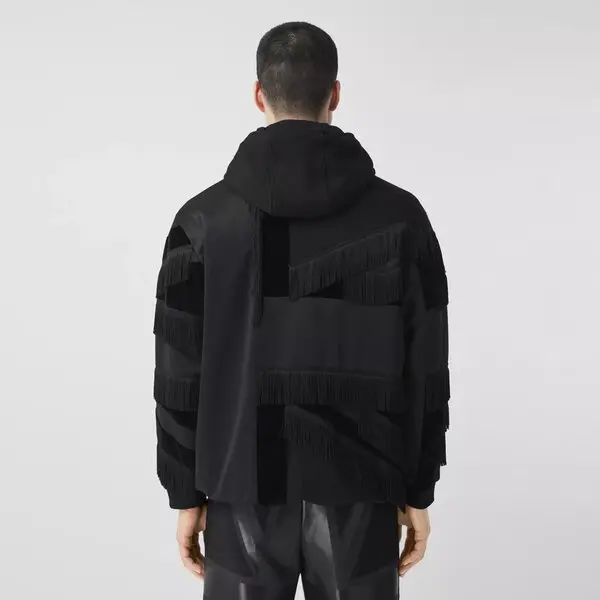 Burberry Panelled Fringed Hoodie
