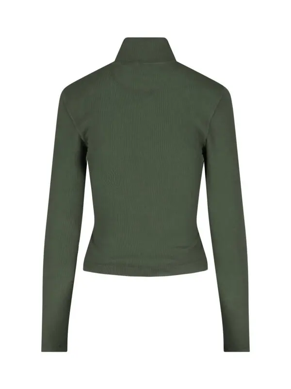 Gucci Rib Long-sleeve T-shirt With Standing Collar - Forest Green