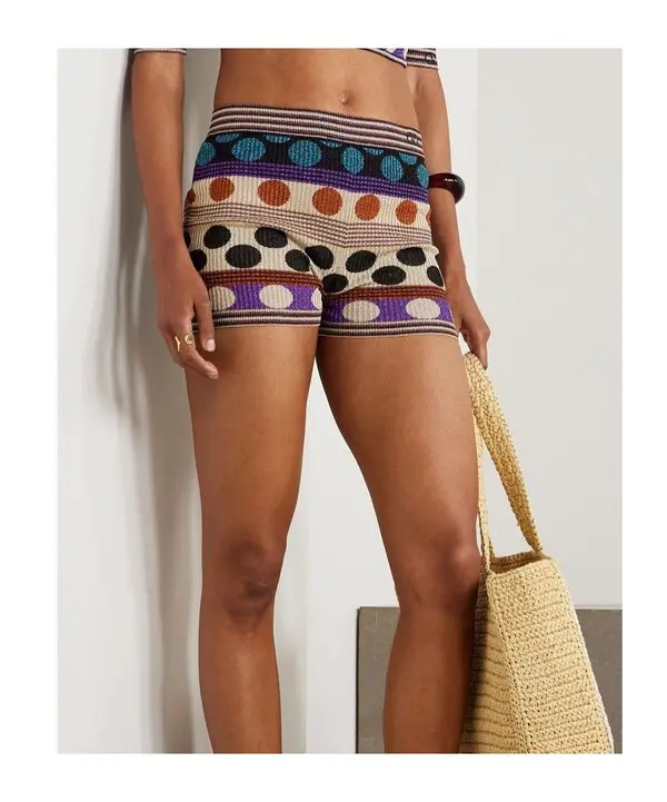 Valentino Garavani Jacquard Knit Shorts With Polka Dot And Stripe Motif