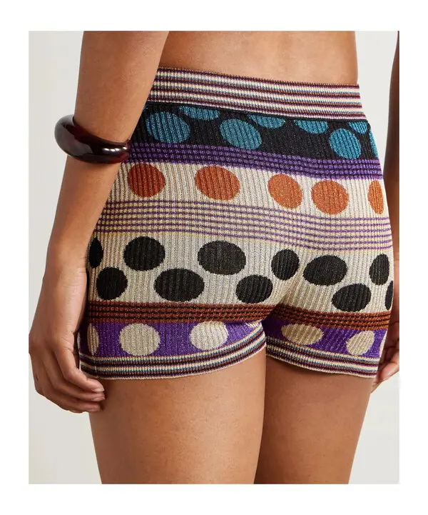 Valentino Garavani Jacquard Knit Shorts With Polka Dot And Stripe Motif