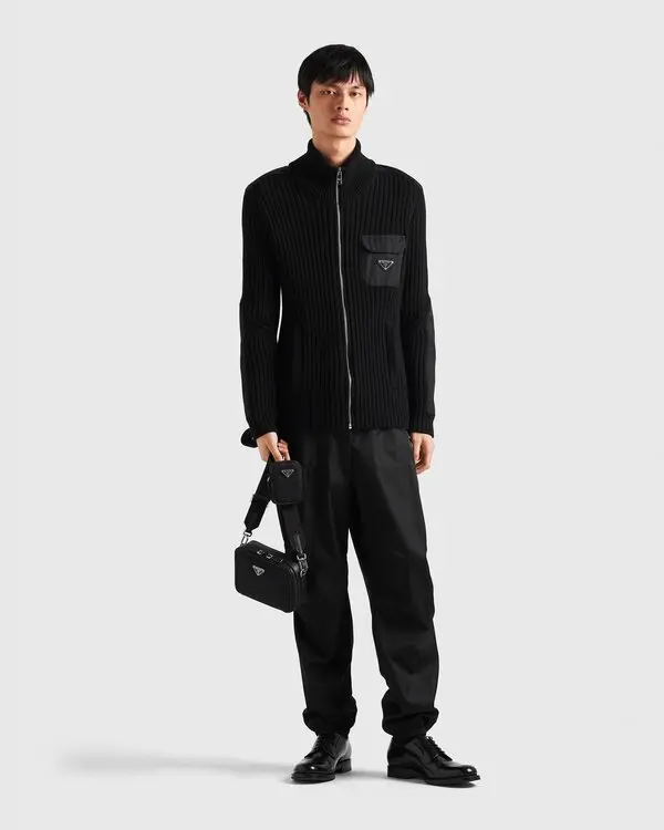 Prada Wool And Cashmere Cardigan With Re-nylon Details