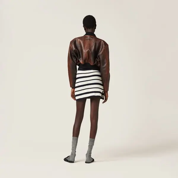 Miu Miu Striped Mini Skirt With Side Slit
