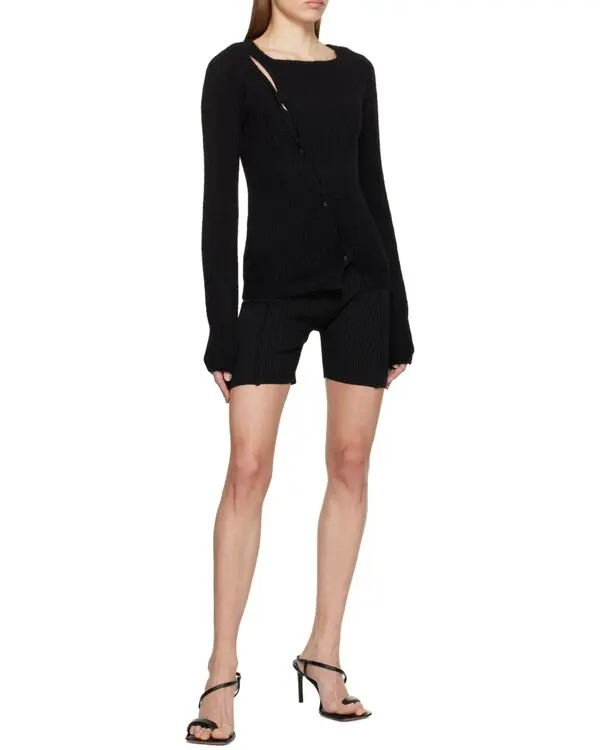 Jacquemus Cut Out Detailed Knitted T-shirt - Black