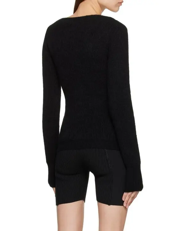 Jacquemus Cut Out Detailed Knitted T-shirt - Black
