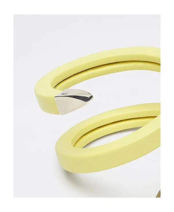 Bottega Veneta Leather Cuff Bracelet With Silver Hardware - Yellow
