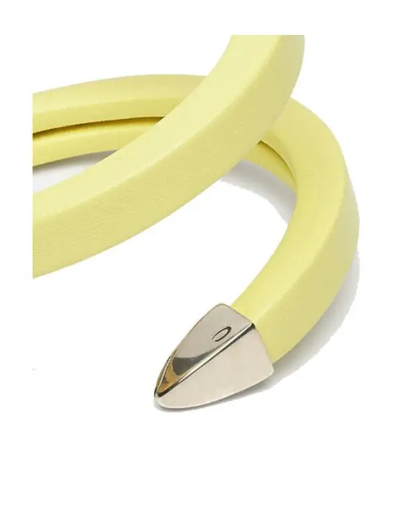 Bottega Veneta Leather Cuff Bracelet With Silver Hardware - Yellow