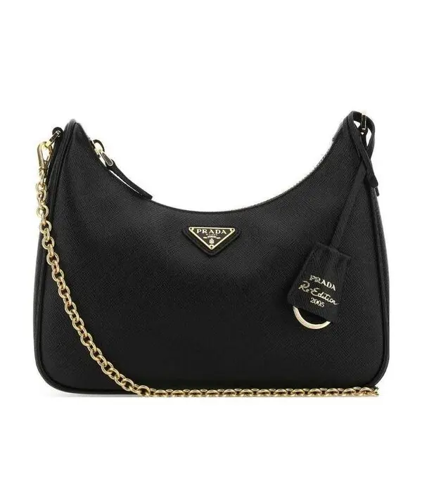Prada Re-edition 2005 Saffiano Leather Shoulder Bag - Black