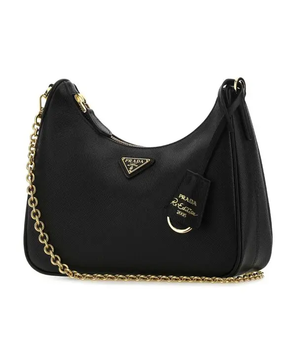 Prada Re-edition 2005 Saffiano Leather Shoulder Bag - Black