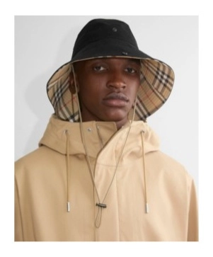 Burberry Check Brim Gabardine Bucket Hat