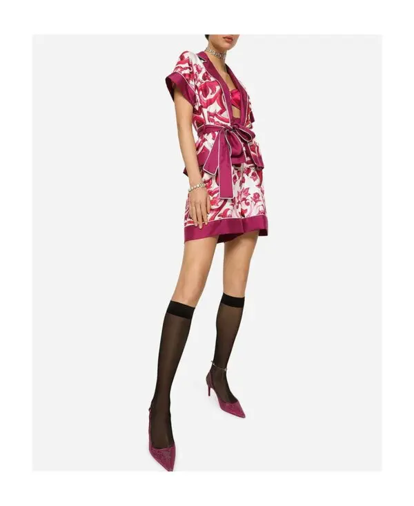 Dolce & Gabbana Majolica-printed Belted Twill Shirt