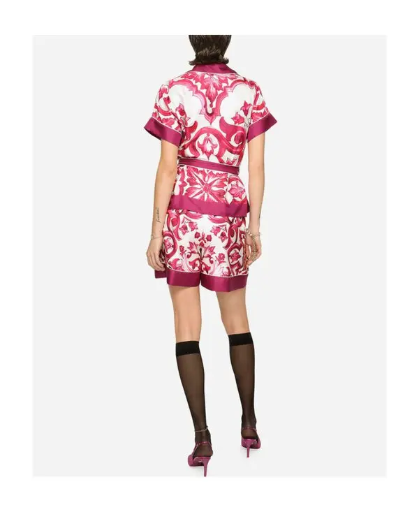 Dolce & Gabbana Majolica-printed Belted Twill Shirt