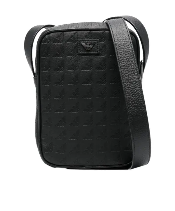 Emporio Armani Embossed-logo Messenger Bag - Black