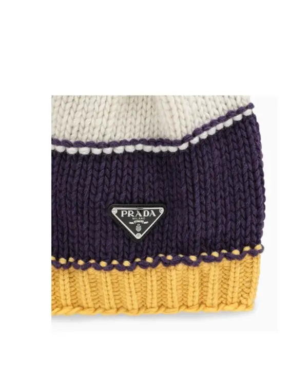 Prada Striped Knitted Beanie