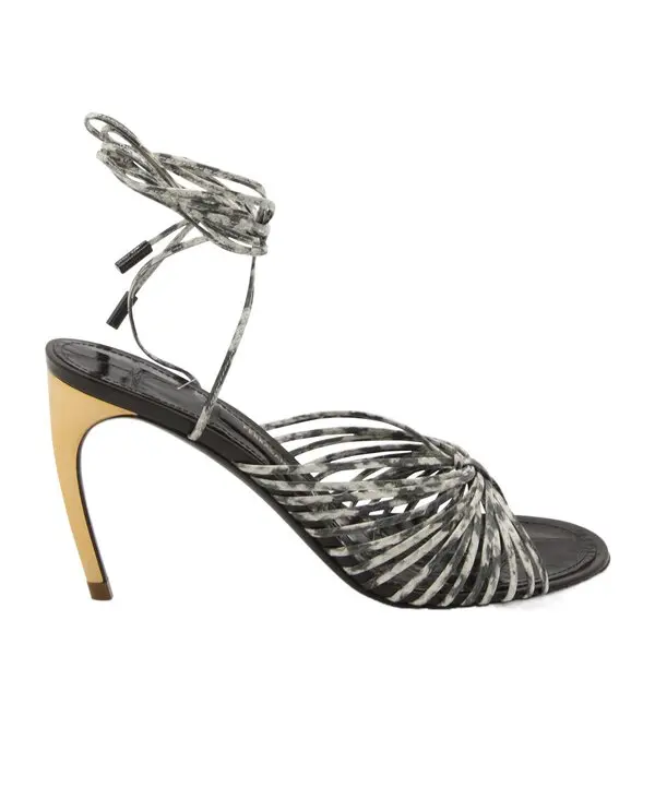 FERRAGAMO Strappy High Heel Sandals With Tie Fastening - Black