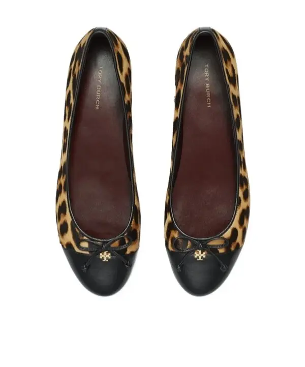 Tory Burch Cap-toe Ballet Flats With Bow Detailing - Classic Leopard Print