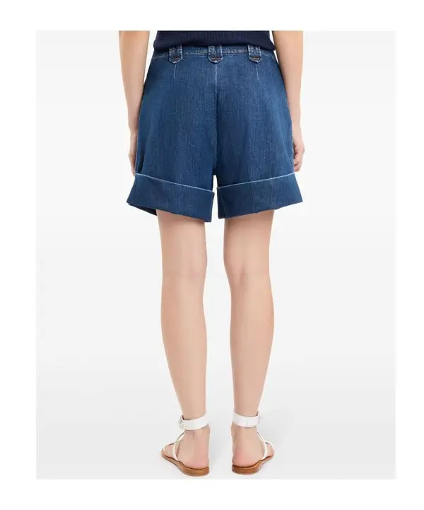 FAY Logo Embroidered Denim Shorts - Blue