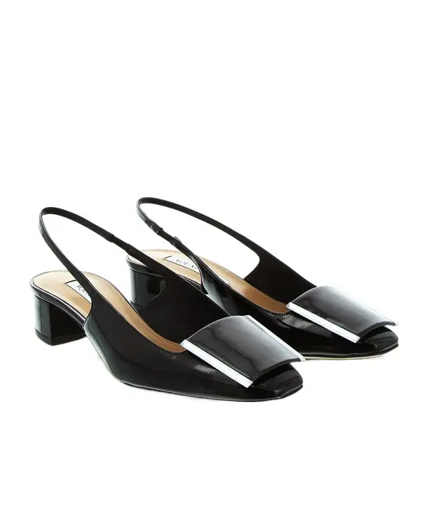 AQUAZZURA Block-heeled Slingback Pumps With Square Buckle Detailing - Black