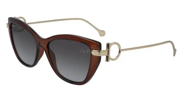 FERRAGAMO Cat Eye Sunglasses With Gold Tone Accents - Black