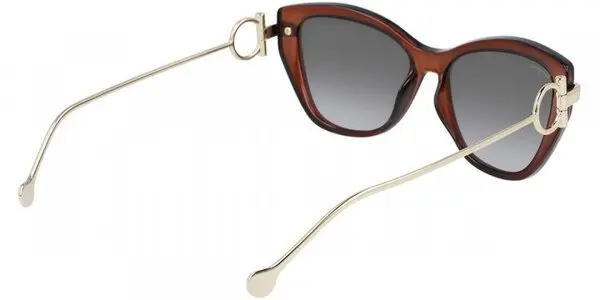 FERRAGAMO Cat Eye Sunglasses With Gold Tone Accents - Black