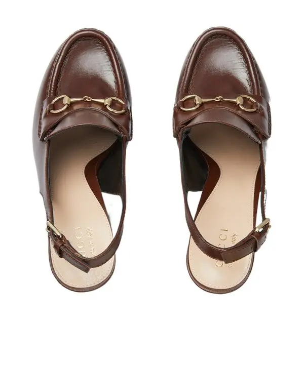 Gucci Horsebit Platform Loafer Slingback - Dark Brown