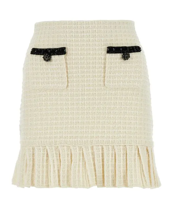 SELF-PORTRAIT Textured Knit A-line Mini Skirt - No