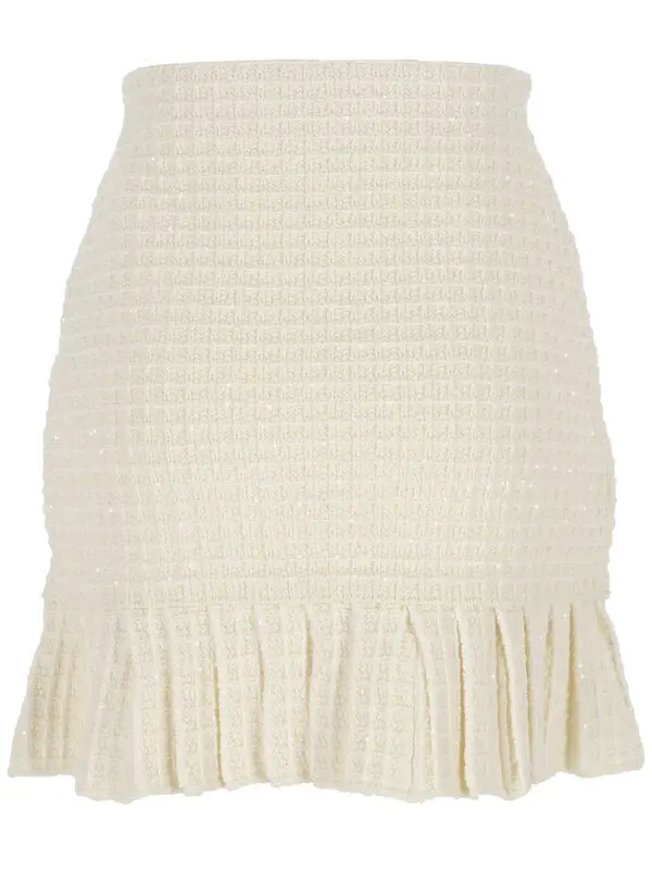 SELF-PORTRAIT Textured Knit A-line Mini Skirt