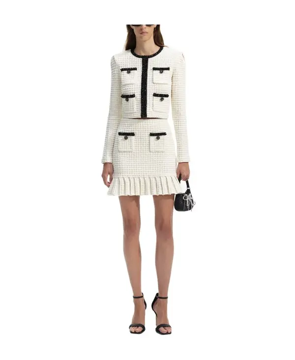 SELF-PORTRAIT Textured Knit A-line Mini Skirt