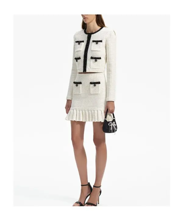 SELF-PORTRAIT Textured Knit A-line Mini Skirt
