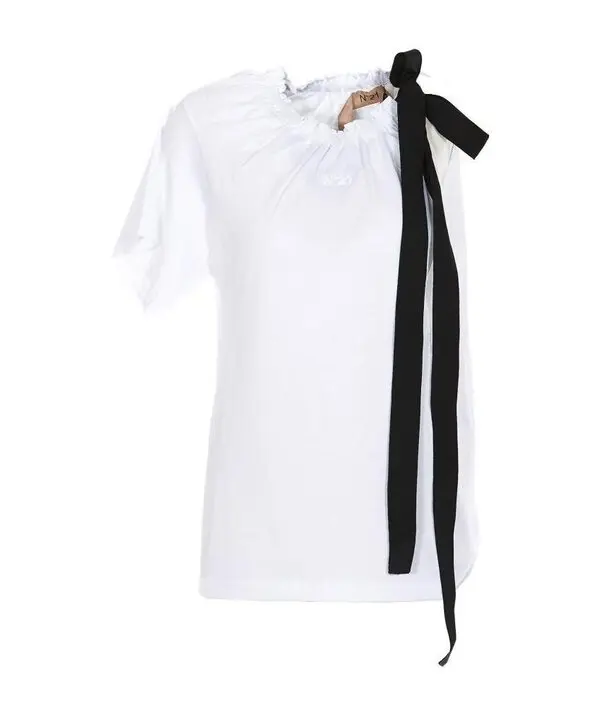 N.21 Asymmetrical Ruffle Detail T-shirt
