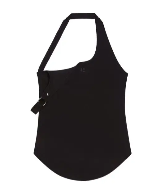 COURREGES Courrèges Asymmetrical Buckle Tank Top - Black
