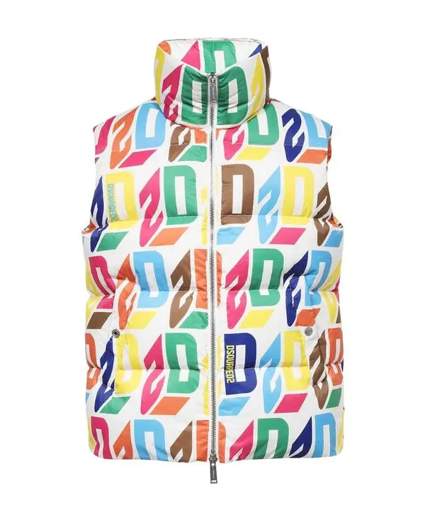 Dsquared2 Printed High Neck Sleeveless Jacket - White
