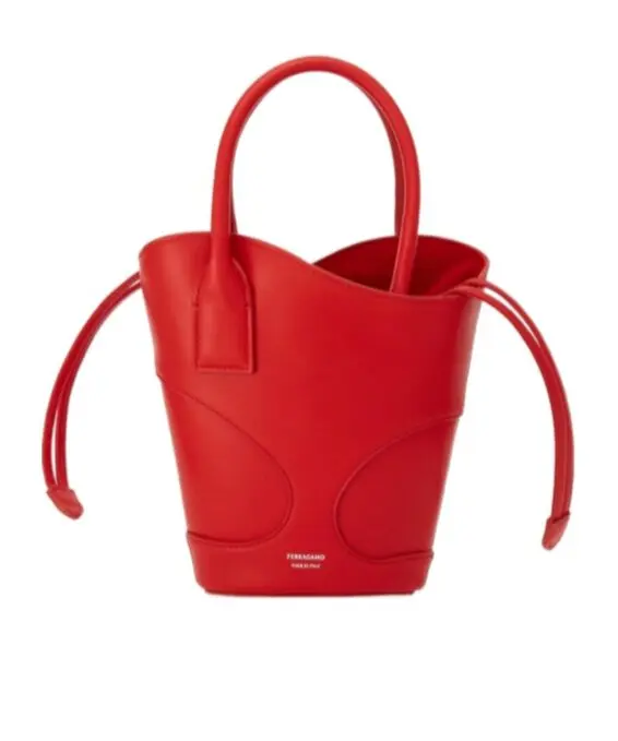 FERRAGAMO Cut Out Detailed Bucket Bag - Red