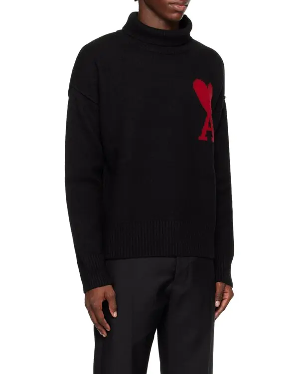 AMI Paris Roll-neck Knitted Jumper - Black