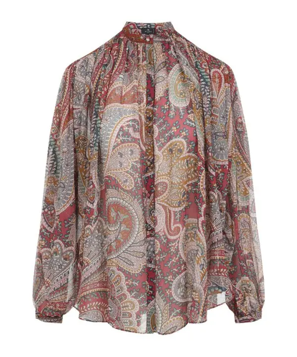 Etro Paisley Print High-neck Long Sleeve Blouse - Multicolor