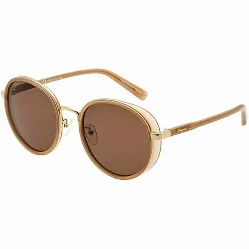 FERRAGAMO Oval Logo Sunglasses - Brown