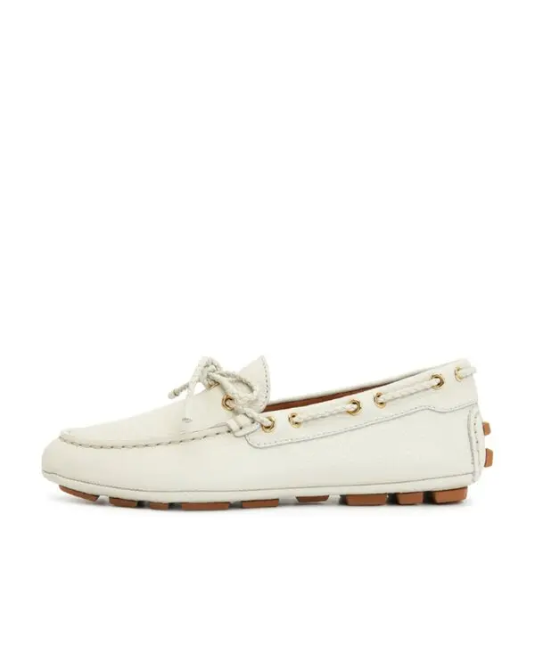 Bally Round Toe Lace-up Flats - White