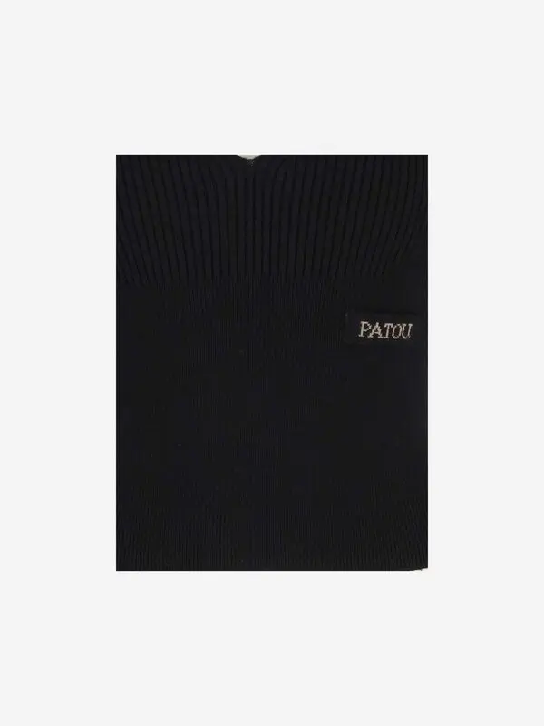 PATOU Ribbed V-neck Knitted Sweater - Black