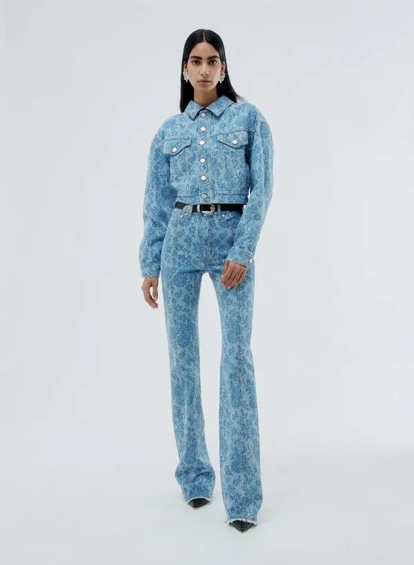 Alessandra Rich Floral Printed Denim Jacket