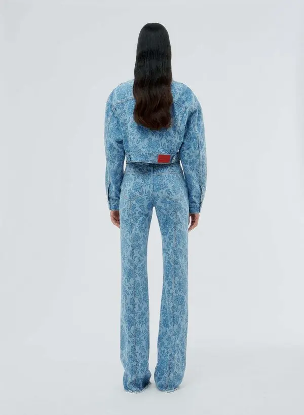 Alessandra Rich Floral Printed Denim Jacket