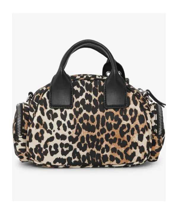 GANNI Leopard Printed Buckle Detail Mini Tote Bag - Leopard Color