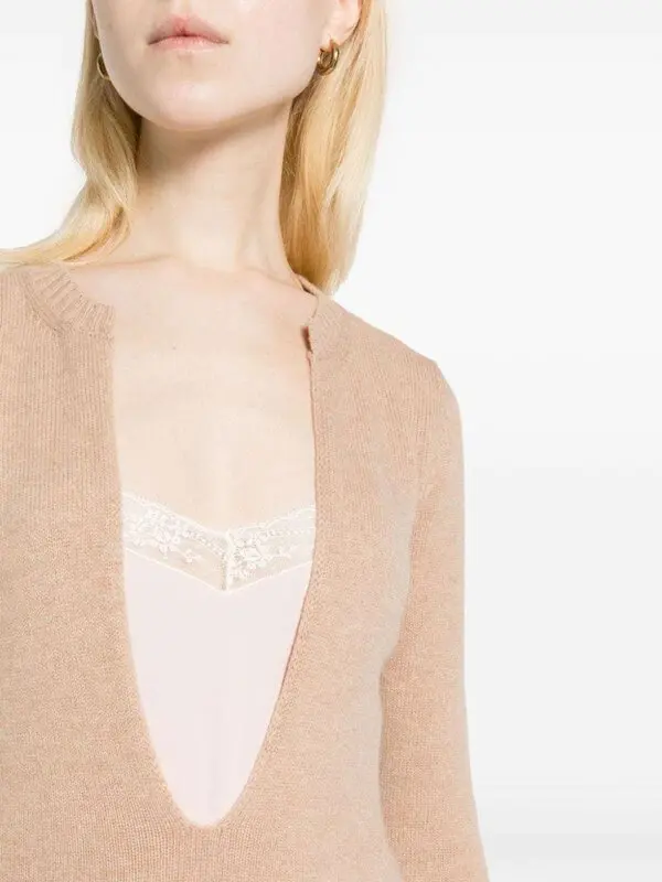 N.21 U-neck Laminated Sweater