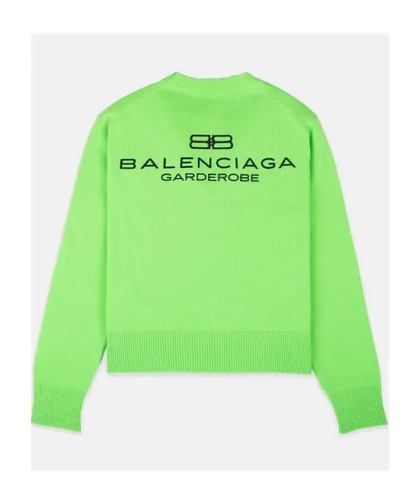 Balenciaga Bb Logo Embroidered Knitted Jumper - Green