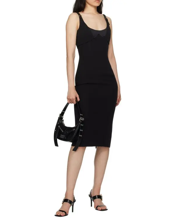 Versace Square Neck Sleeveless Cady Midi Dress