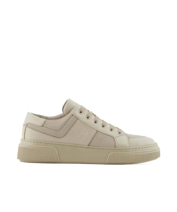 Giorgio Armani Low Top Panelled Sneakers - Beige