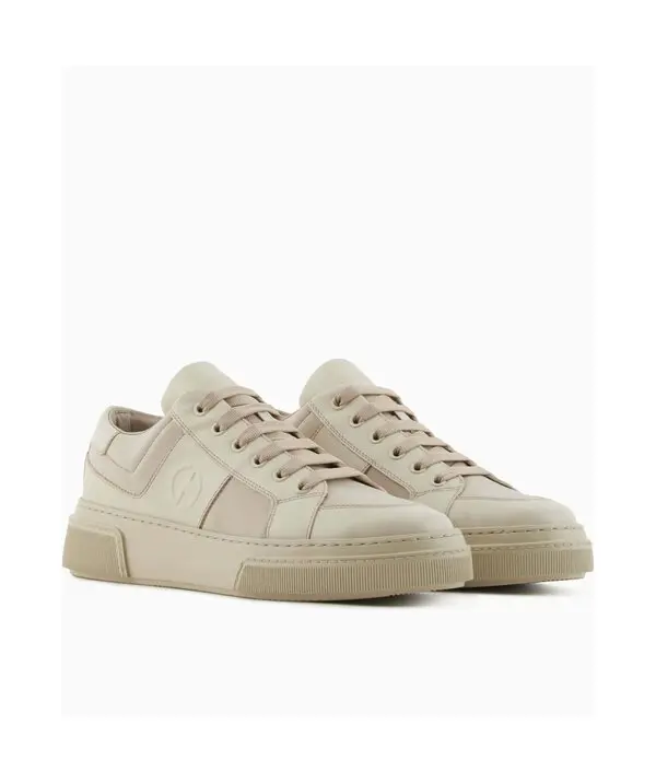 Giorgio Armani Low Top Panelled Sneakers - Beige