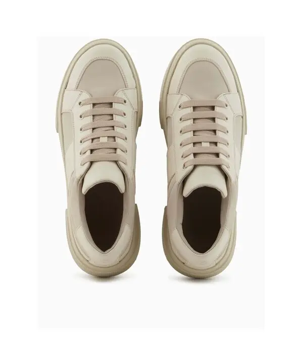 Giorgio Armani Low Top Panelled Sneakers - Beige