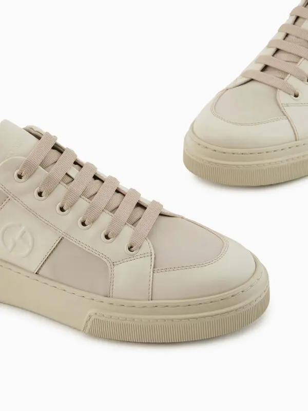 Giorgio Armani Low Top Panelled Sneakers - Beige
