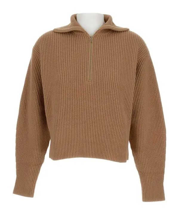Max Mara Nadar Quarter-zip Knitted Jumper - Brown
