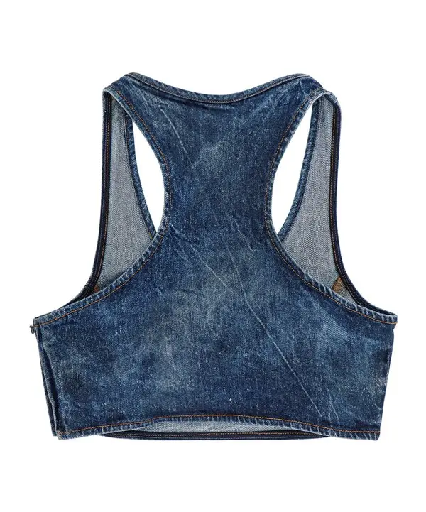 DIESEL® Oval-d Logo Embellished Cropped Denim Top