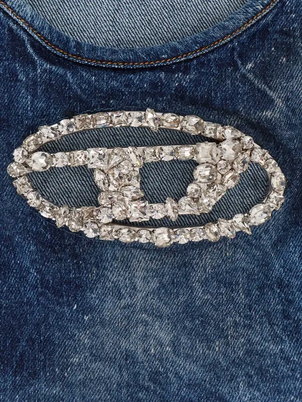 DIESEL® Oval-d Logo Embellished Cropped Denim Top